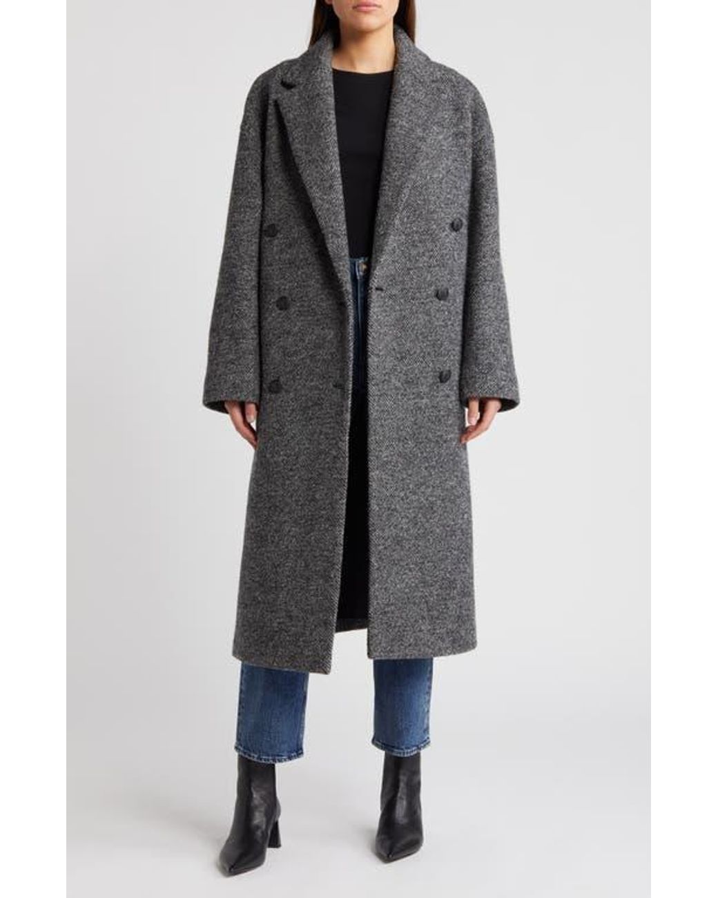 Rag & Bone Thea Double Breasted Virgin Wool Herringbone Coat in Gray | Lyst