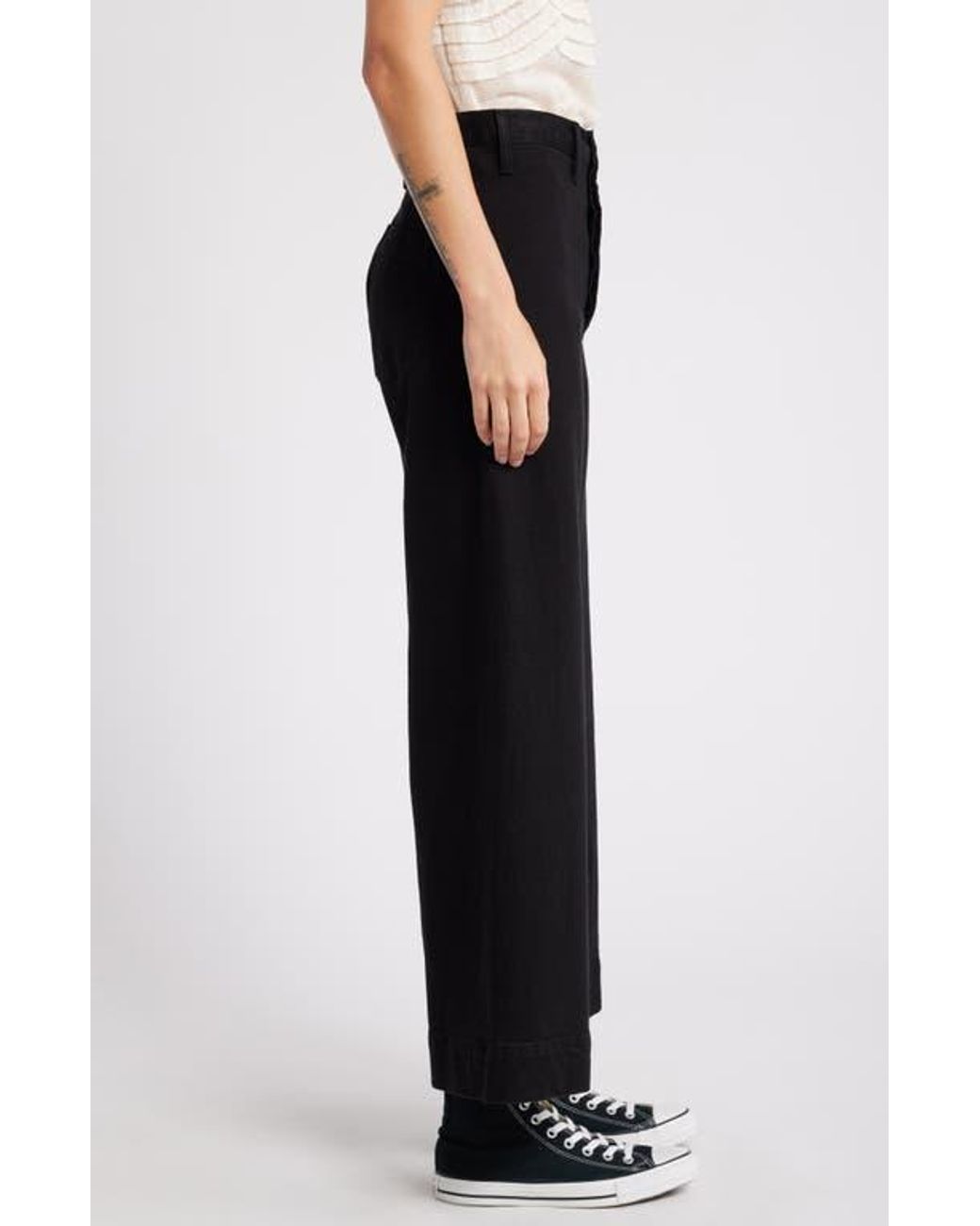 The Great The Seafair Crop Wide Leg Jeans in Black | Lyst