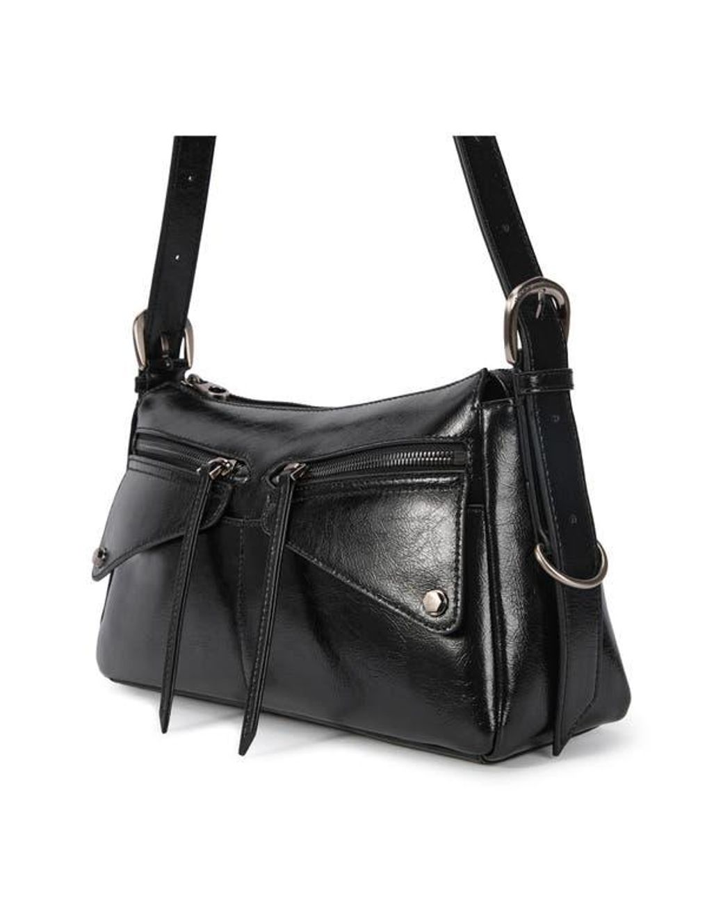 orYANY Moto Leather Shoulder Bag in Black | Lyst