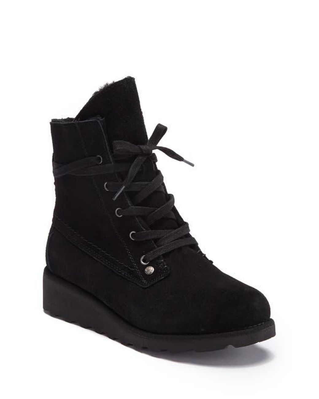 BEARPAW Krista Genuine Shearling Lined Lace-Up Boot in Black | Lyst