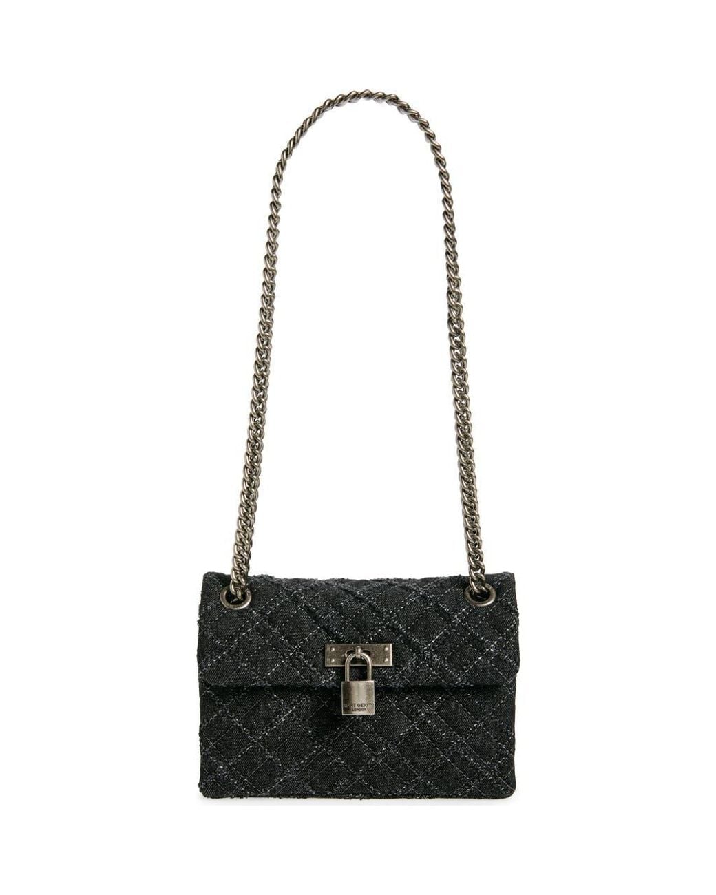 Kurt Geiger Mini Brixton Denim Lock Bag in Black | Lyst