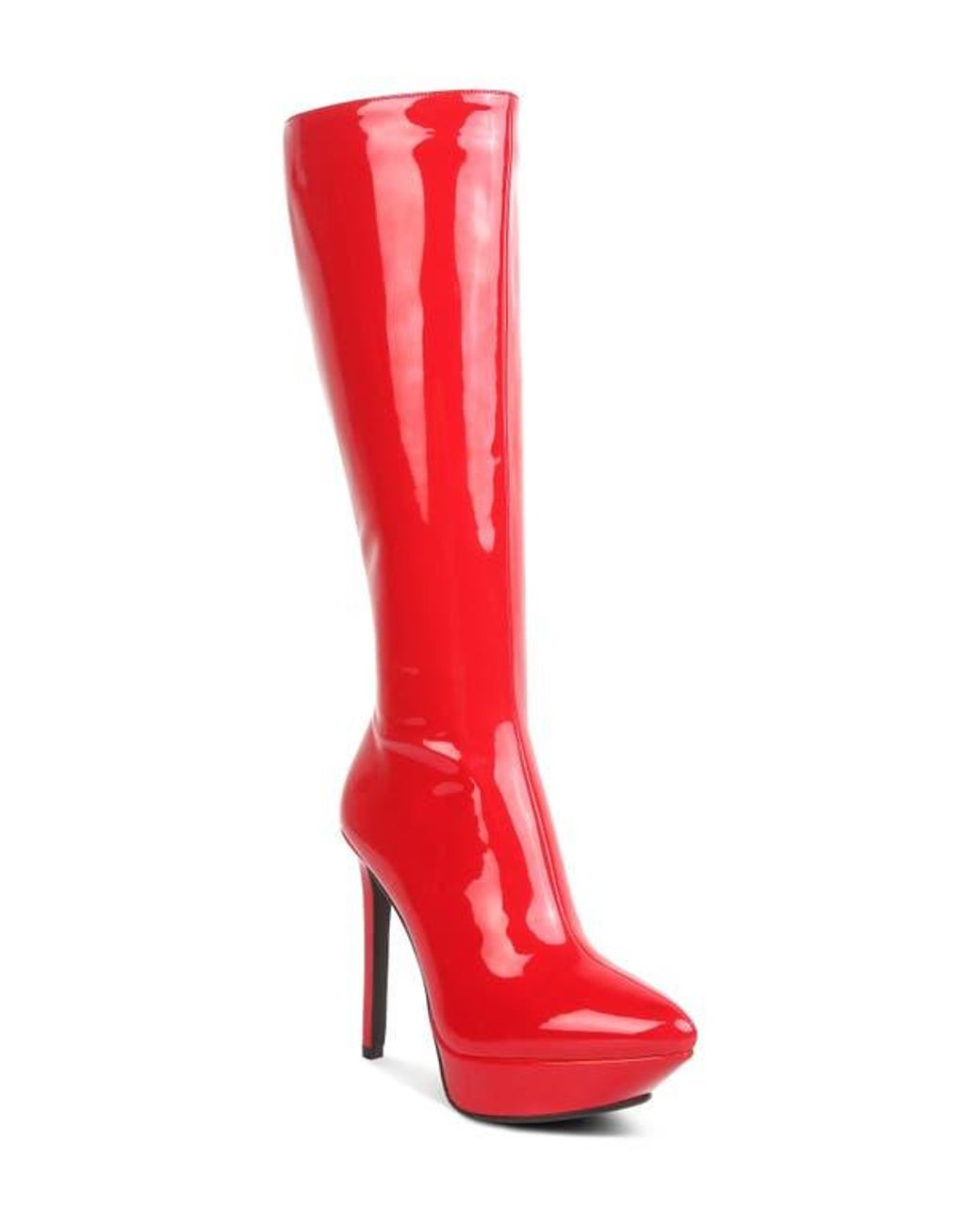 Rag & Co Chatton Platform Knee High Boot in Red | Lyst