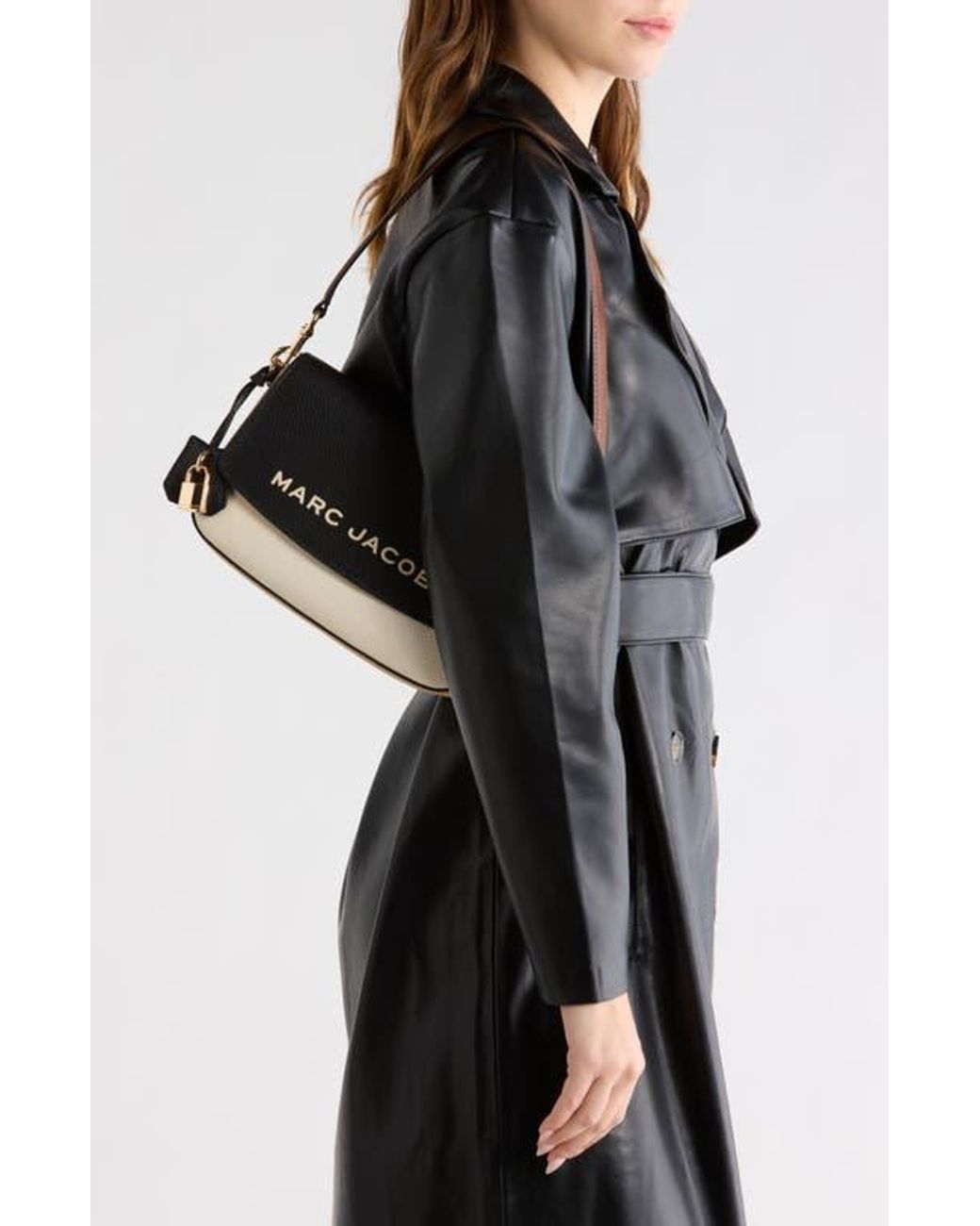 Marc Jacobs The Bold Saddle Leather Shoulder Bag in Black | Lyst