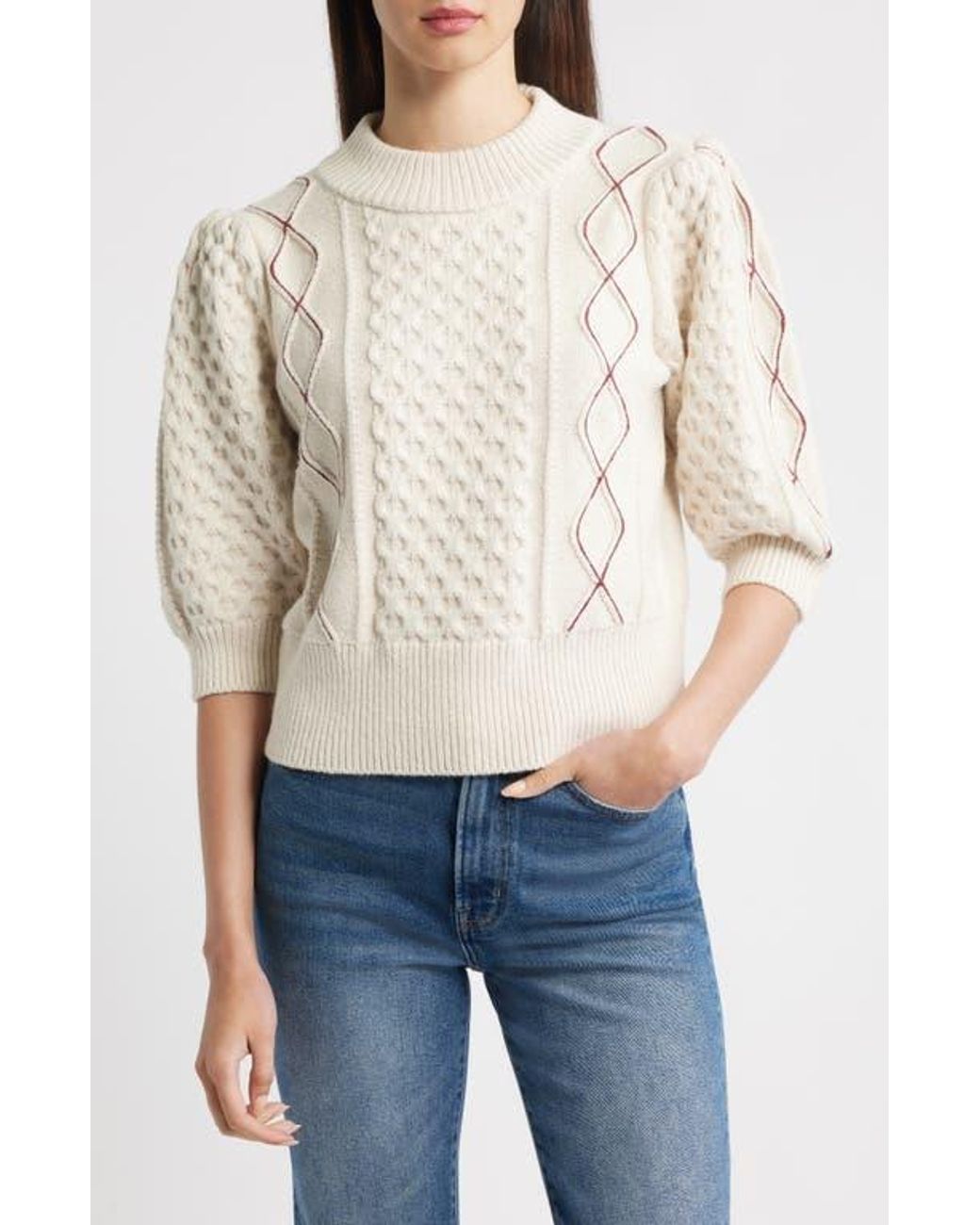 Rails Addy Cable Stitch Sweater in Gray | Lyst