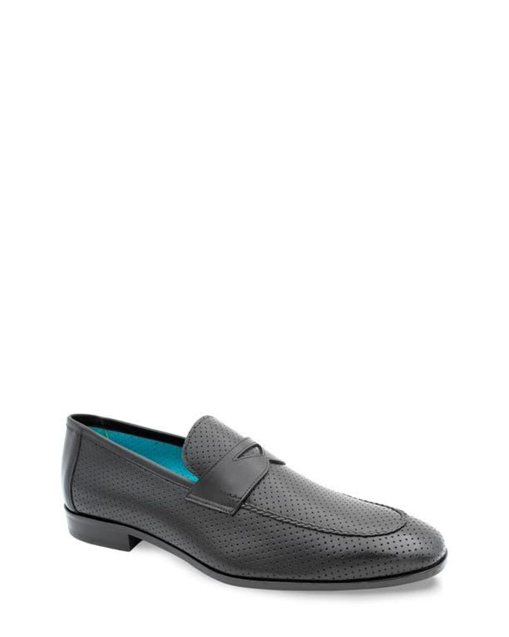 Mezlan Cueva Perforated Penny Loafer in Gray for Men | Lyst