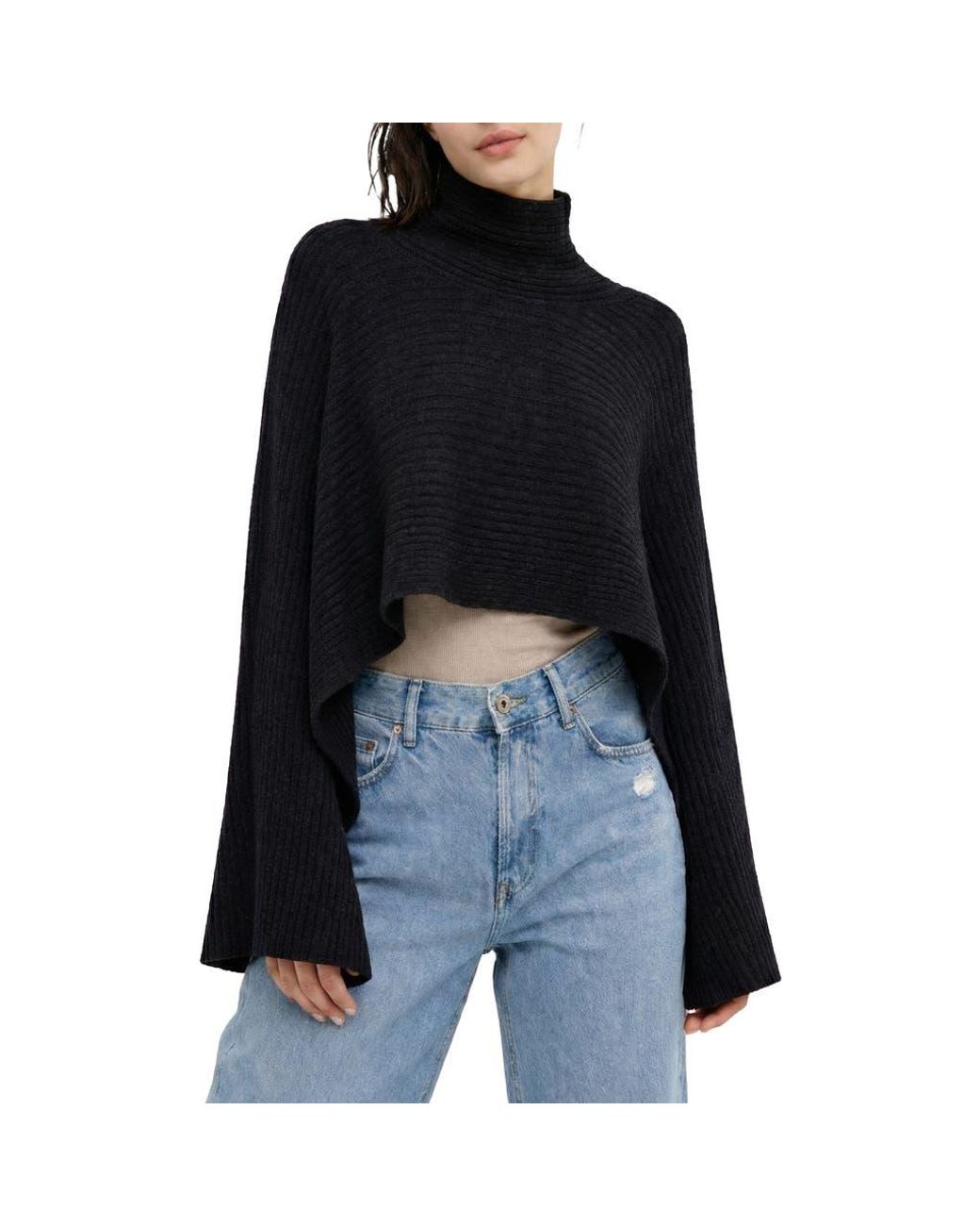 Saachi Drape Rib Wrap in Black | Lyst