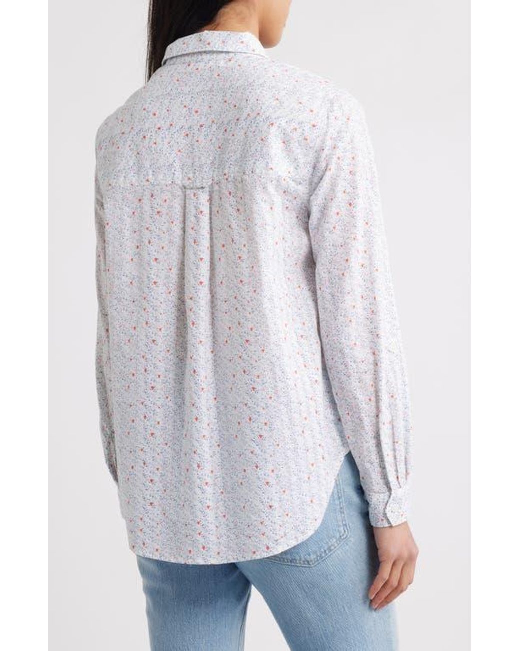 Beach Lunch Lounge Karolee Heart Print Cotton Button-Up Shirt in Blue ...