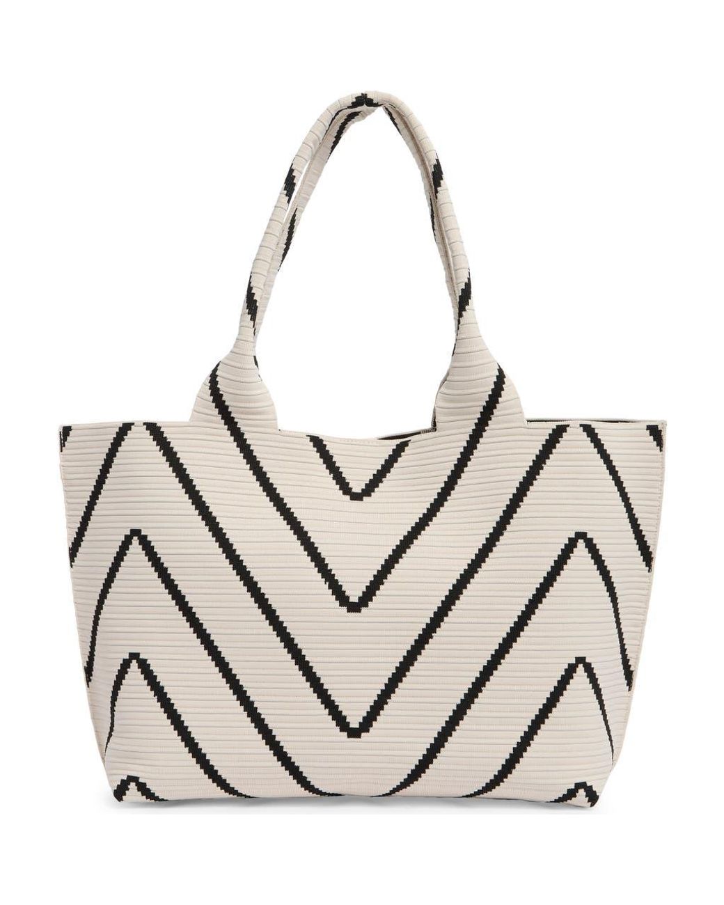 BCBGMAXAZRIA Chevron Stripe Woven Tote Bag in Natural | Lyst