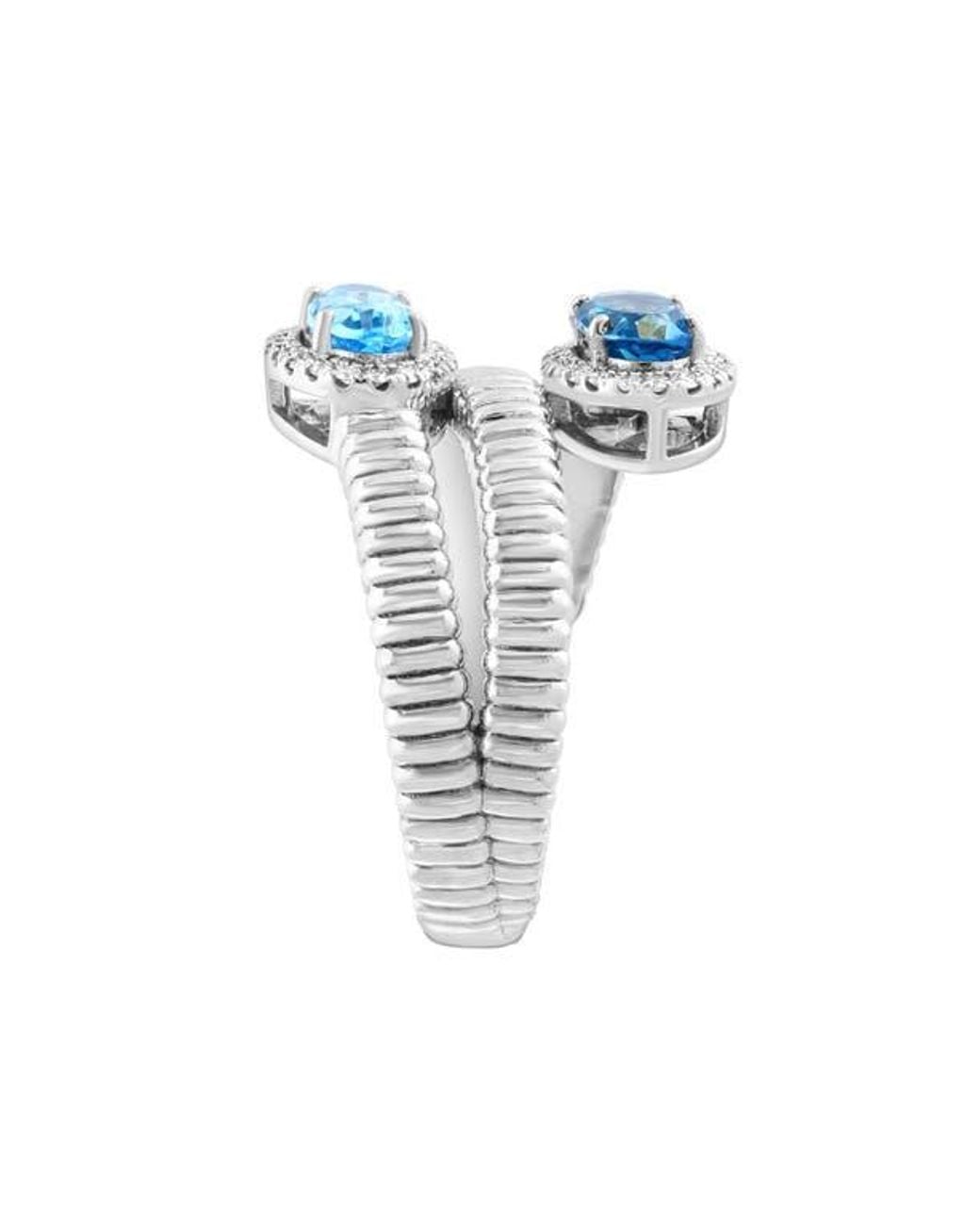 Effy Diamond & Topaz Crossover Ring in Blue | Lyst