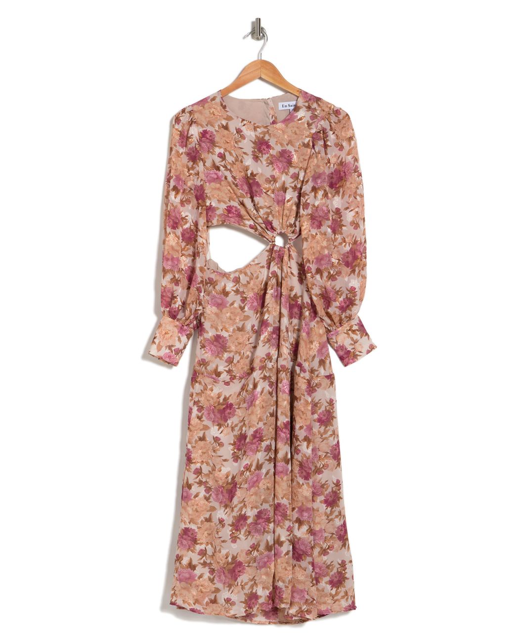 En Saison Lissandra Floral Long Sleeve Cutout Maxi Dress In Red Lyst
