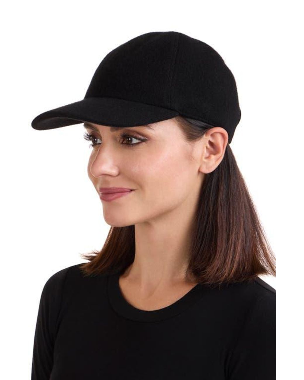 Amicale Wool & Cashmere Faux Shearling Lined Knit Baseball Cap in Blue ...