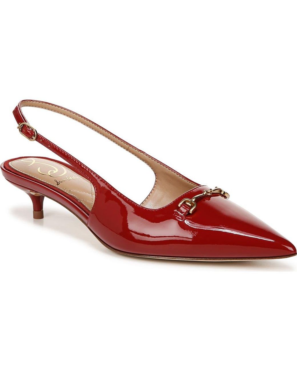 Sam Edelman Farrah Kitten Heel Pointed Toe Slingback Pump in Red | Lyst