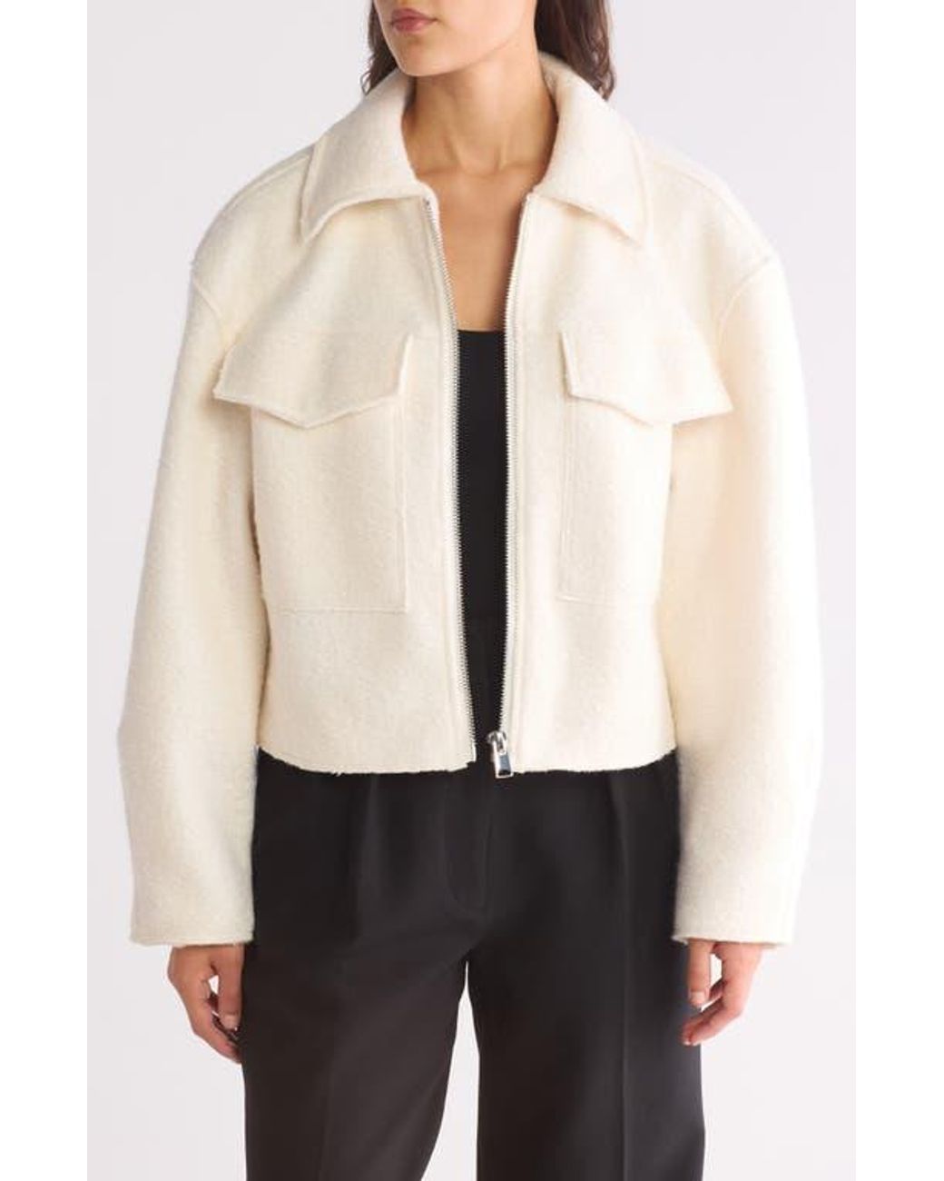 Truth Bouclé Crop Jacket in White | Lyst