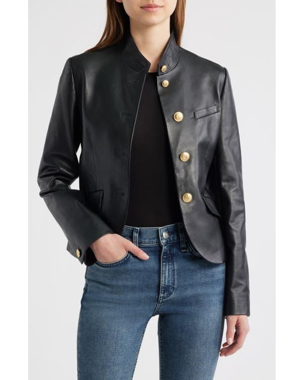 Rag & Bone Sadie Crop Leather Blazer in Black | Lyst