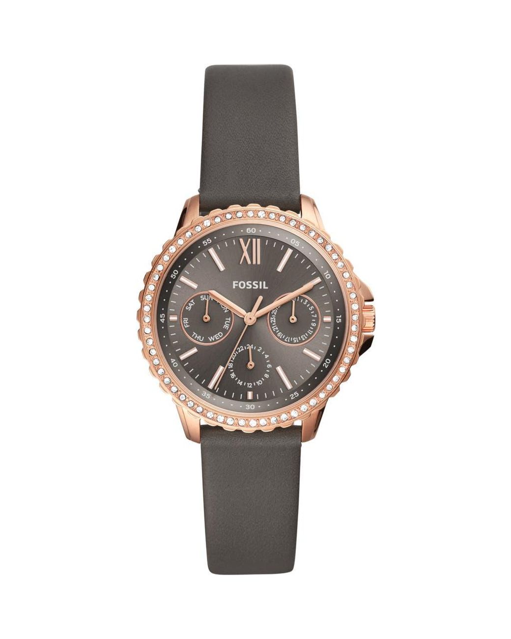 Fossil Izzy Multi Function Leather Strap Watch, 35Mm in Metallic for ...