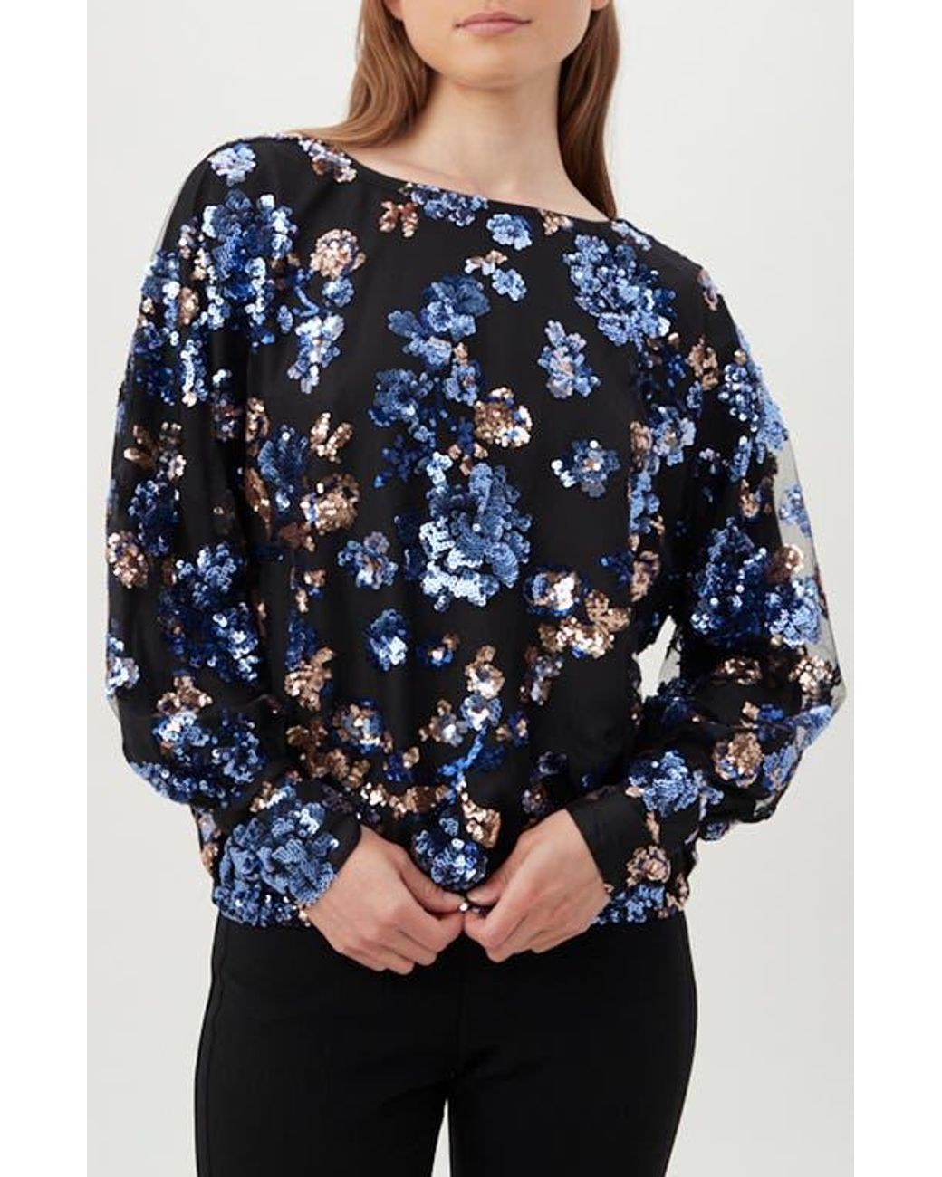 Trina Turk Sprite 3 Sequin Top in Blue | Lyst