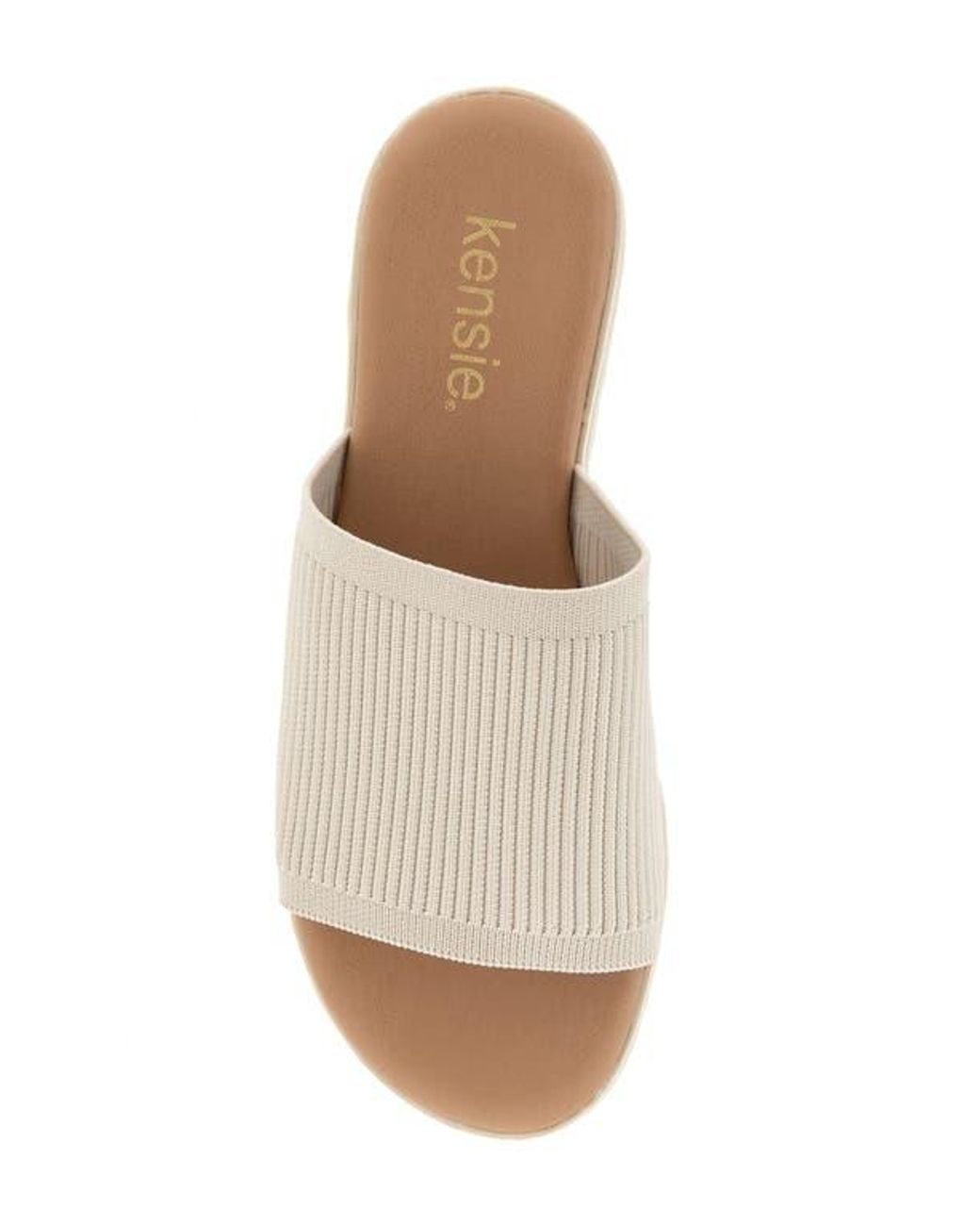 Kensie Ellie Wedge Slide Sandal in White | Lyst
