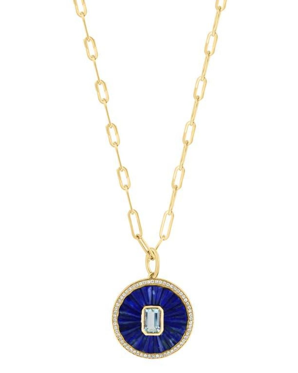 Effy 14K Diamond & Lapis Lazuli Pendant Necklace in Blue | Lyst