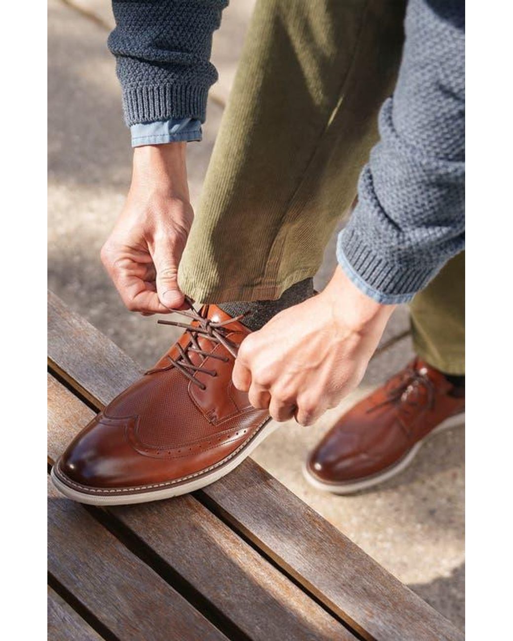 Nunn Bush Chase Wingtip Derby in Gray for Men | Lyst