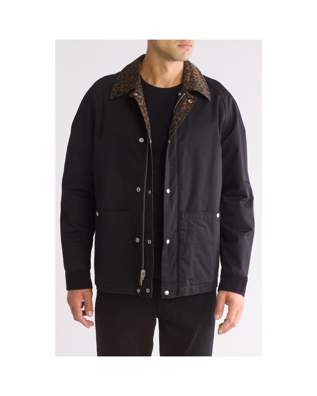 AllSaints Vanian Reversible Leopard Print Jacket in Black for Men | Lyst AllSaints Vanian Reversible Leopard Print Jacket in Black for Men | Lyst