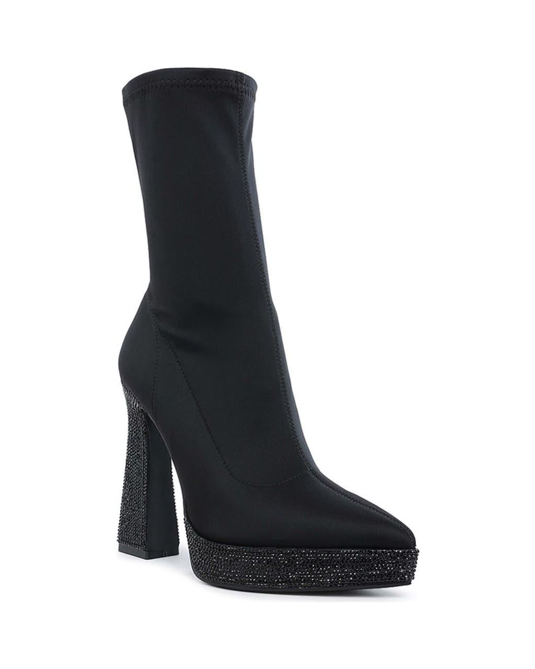 LONDON RAG Kasuti Rhinestone Platform Boot in Black | Lyst