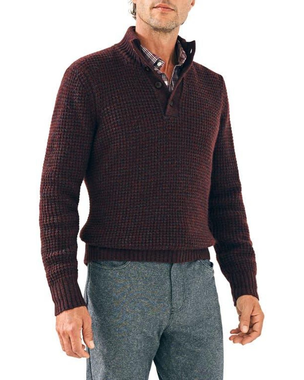 Faherty Wool & Cashmere Quarter Button Sweater in Blue for Men | Lyst