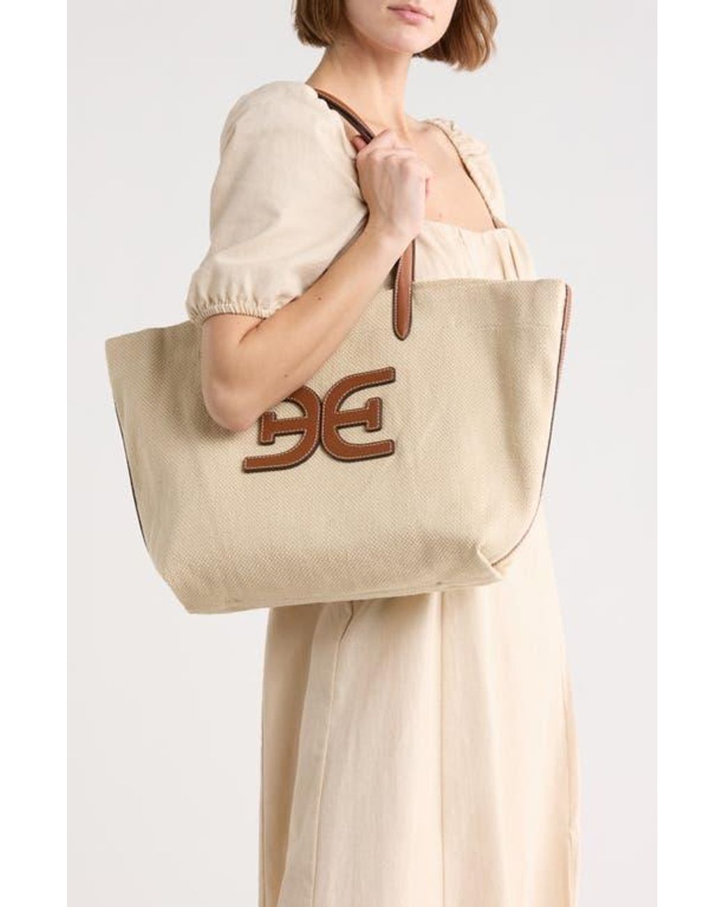 Sam Edelman Claire Classic Logo Tote Bag in Natural | Lyst