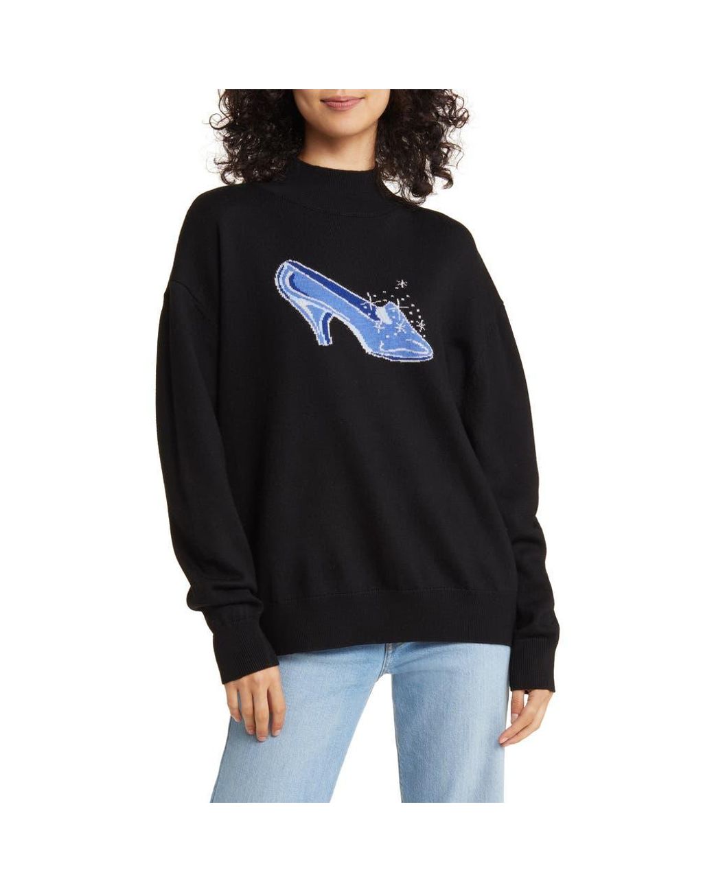 Sandy Liang X Disney 'Cinderella' Slipper Intarsia Lambswool Mock Neck ...