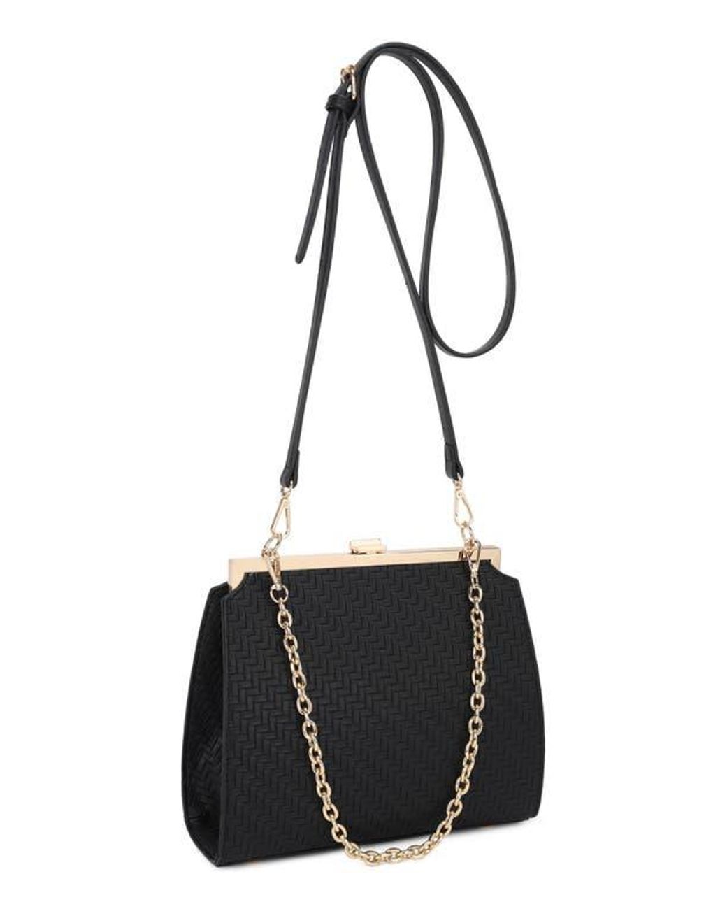 AOTA Nicky Herringbone Convertible Shoulder Bag in Black | Lyst