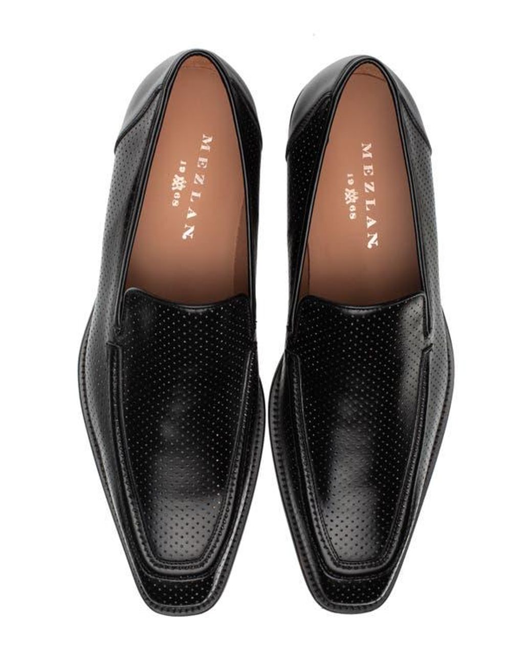 Mezlan Perforated Leather Loafer in Black for Men | Lyst