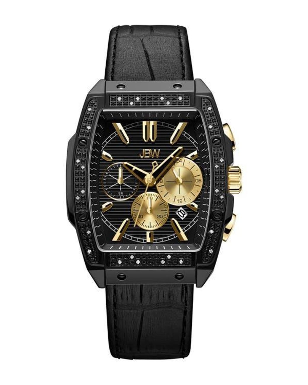 JBW Echelon Diamond Chronograph Croc-Embossed Watch in Gray for Men | Lyst