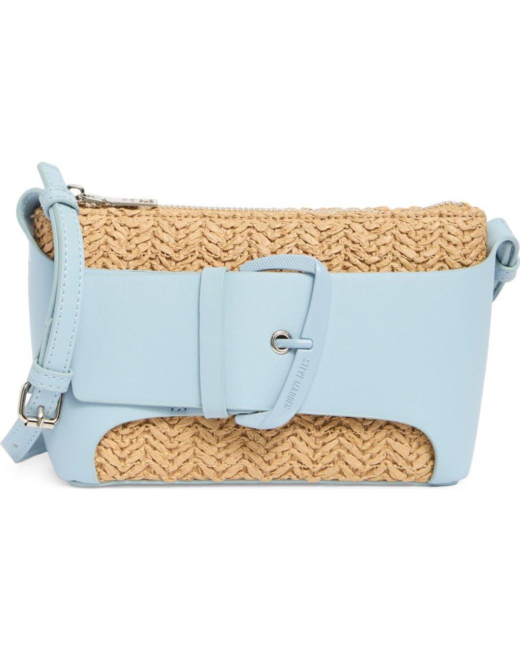 Steve Madden Sami Buckle Raffia Croddbody Bag in Blue | Lyst