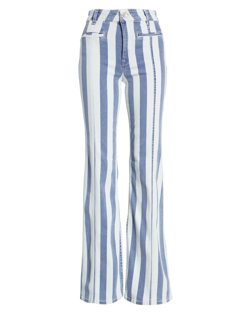 Free People Firecracker Stripe Flare Pants In Blue Lyst