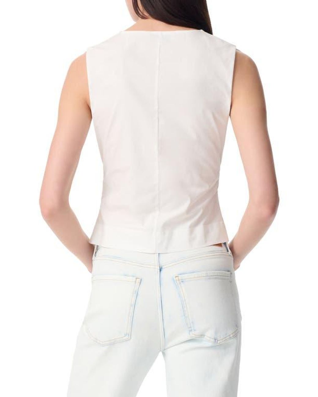 Robert Rodriguez Reina Poplin Ruffle Tank in White | Lyst