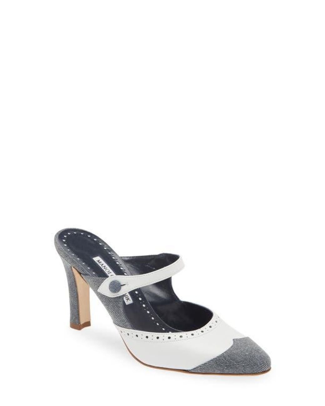 Manolo Blahnik Agathanu Spectator Mary Jane Mule in White | Lyst