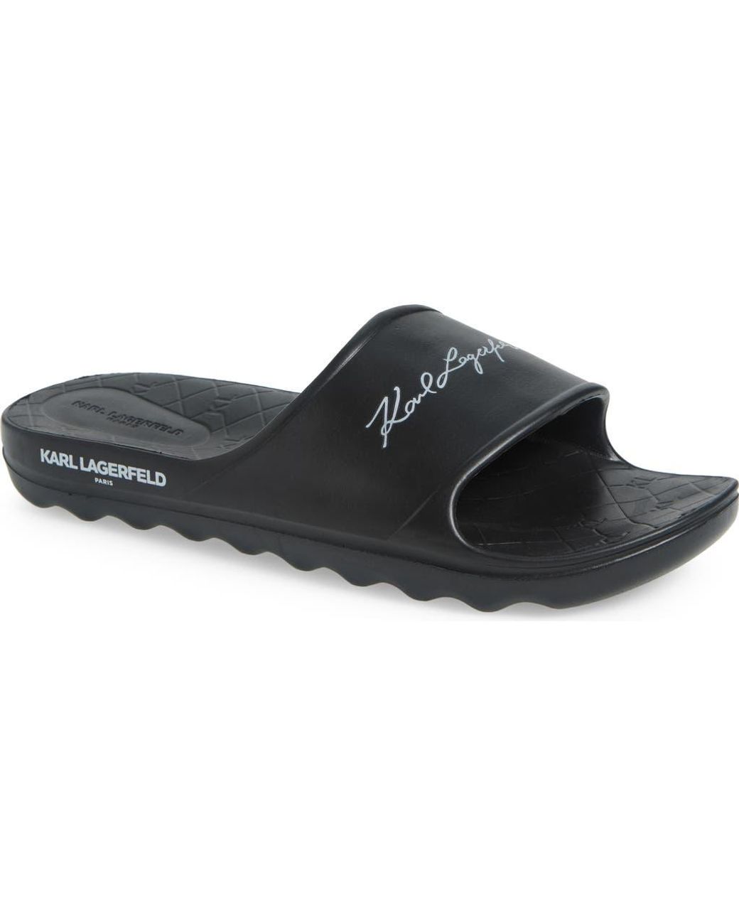 KARL LAGERFELD Signature Slide Sandal in Black for Men | Lyst