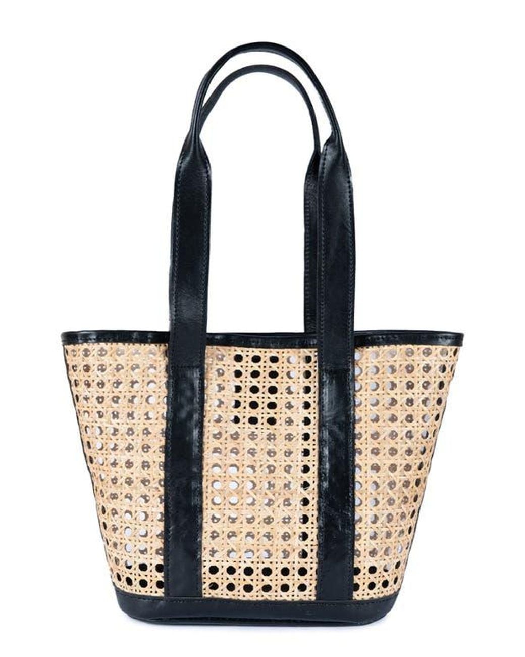 Jelavu Sandi Rattan & Leather Tote Bag in Blue | Lyst