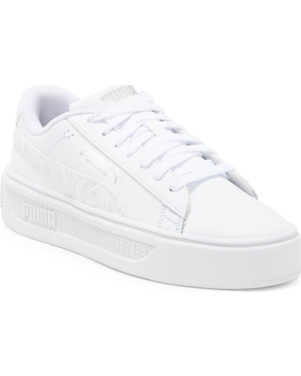 PUMA Smash Platform V3 Imprint Sneaker in White | Lyst