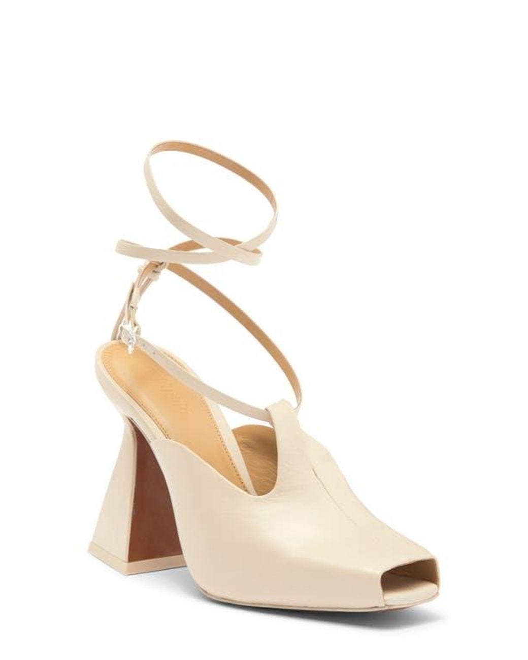 Cult Gaia Lorena Ankle Wrap Mule in Natural | Lyst