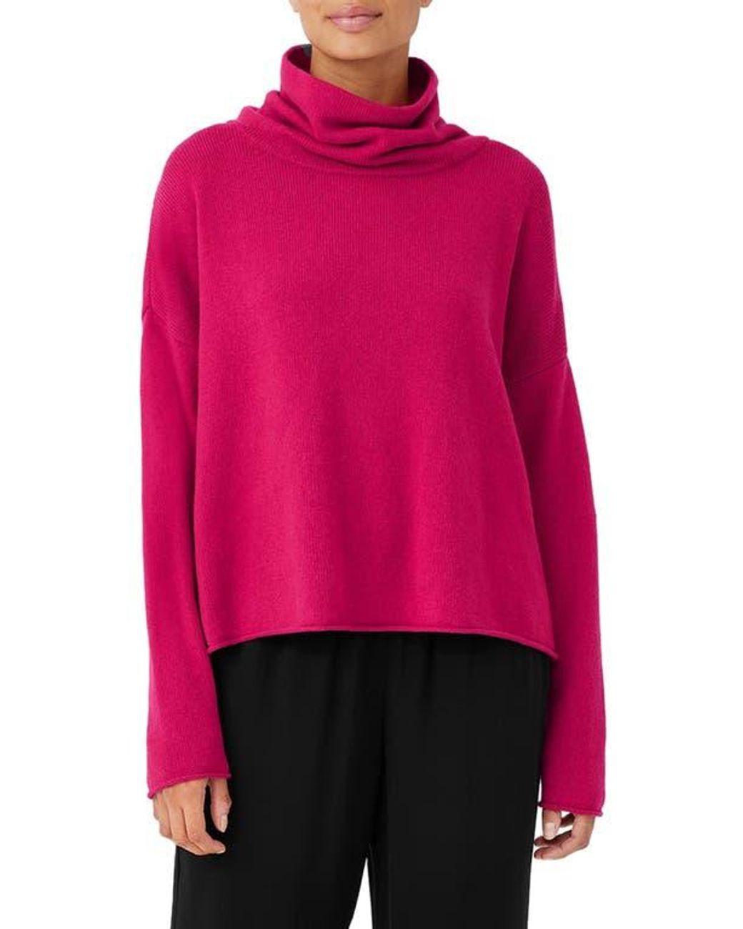 Eileen Fisher Boxy Organic Cotton & Recycled Cashmere Turtleneck ...