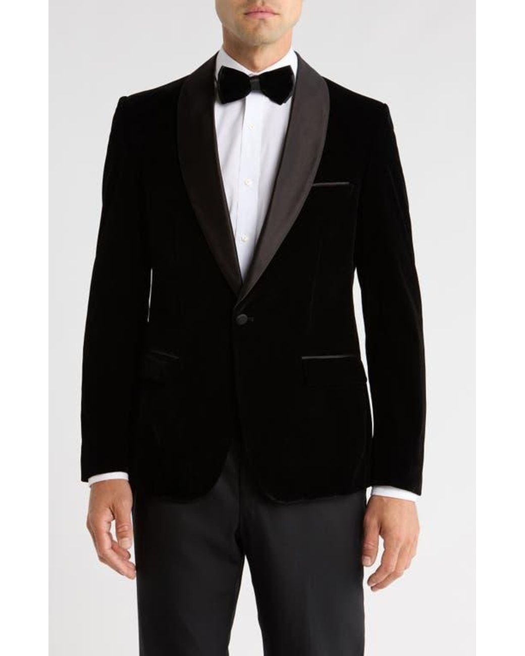 Tom Baine Shawl Collar Velvet Dinner Jacket in Black for Men | Lyst
