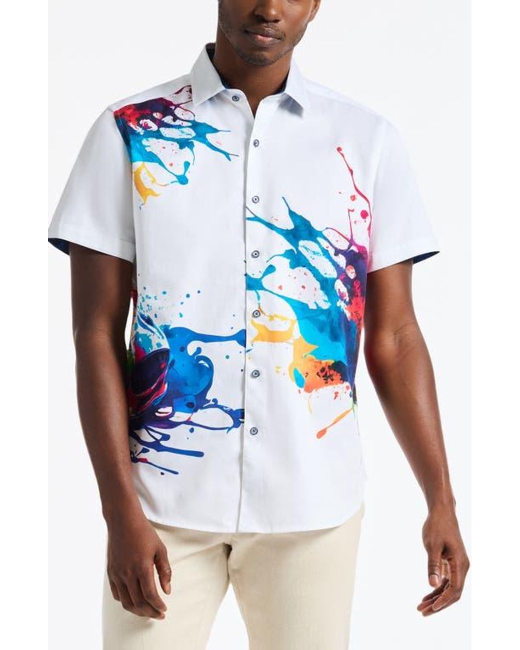 Robert Graham Three Sixty Stretch Cotton Short Sleeve Shirt in Blue for ...