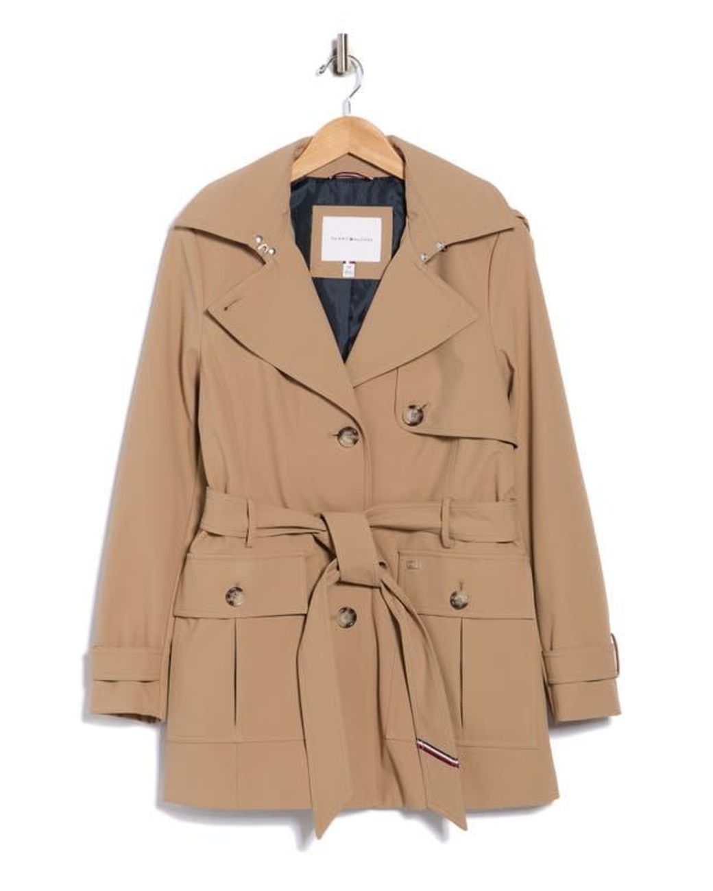 Tommy Hilfiger Water Resistant Belted Trench Coat in Natural | Lyst