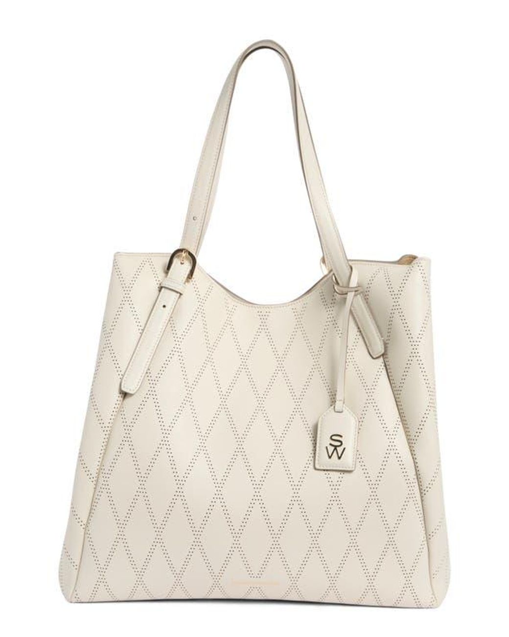 Stuart Weitzman Gogo Leather Tote Bag in Natural | Lyst