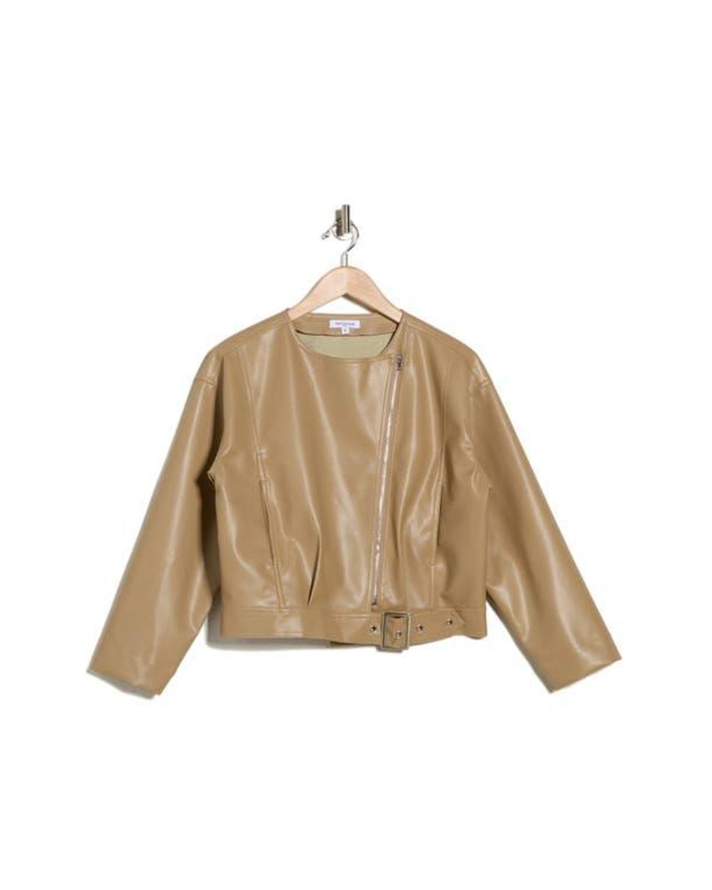 AREA STARS Fara Faux Leather Jacket in Natural | Lyst