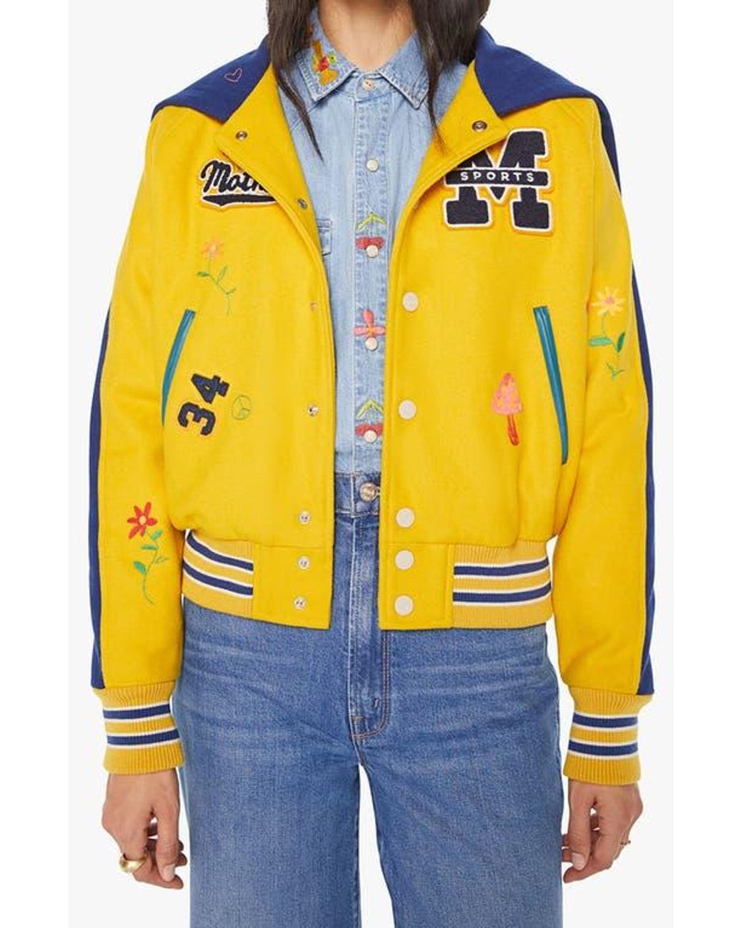 Mother The Split Hood Team Spirit Jacket in Yellow | Lyst