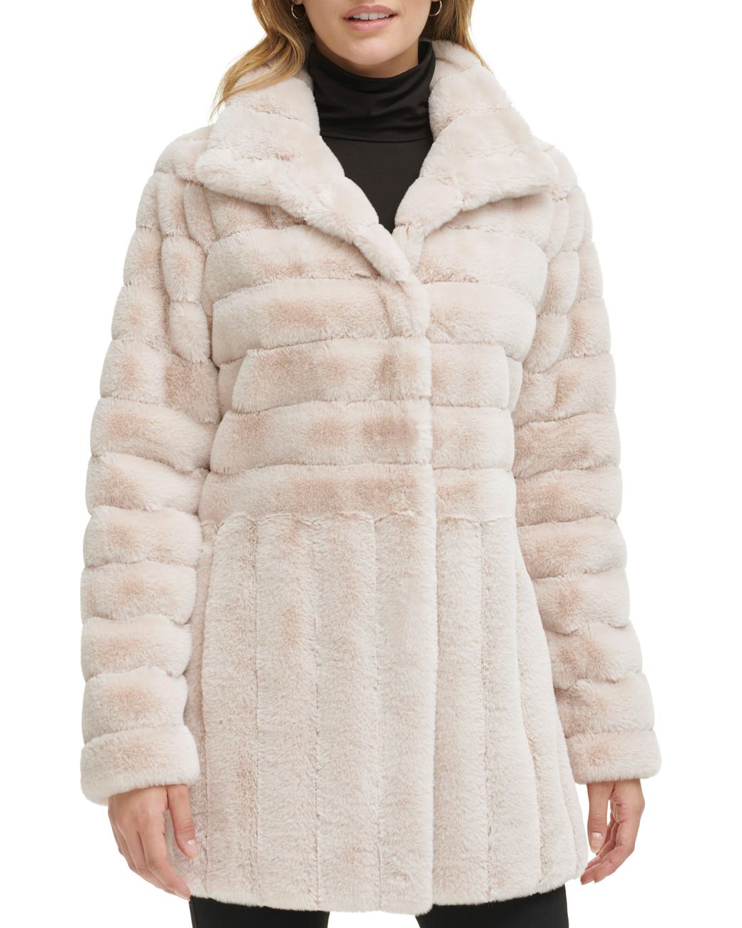 Kenneth Cole Grooved Faux Fur Jacket in Natural | Lyst Kenneth Cole Grooved Faux Fur Jacket in Natural | Lyst