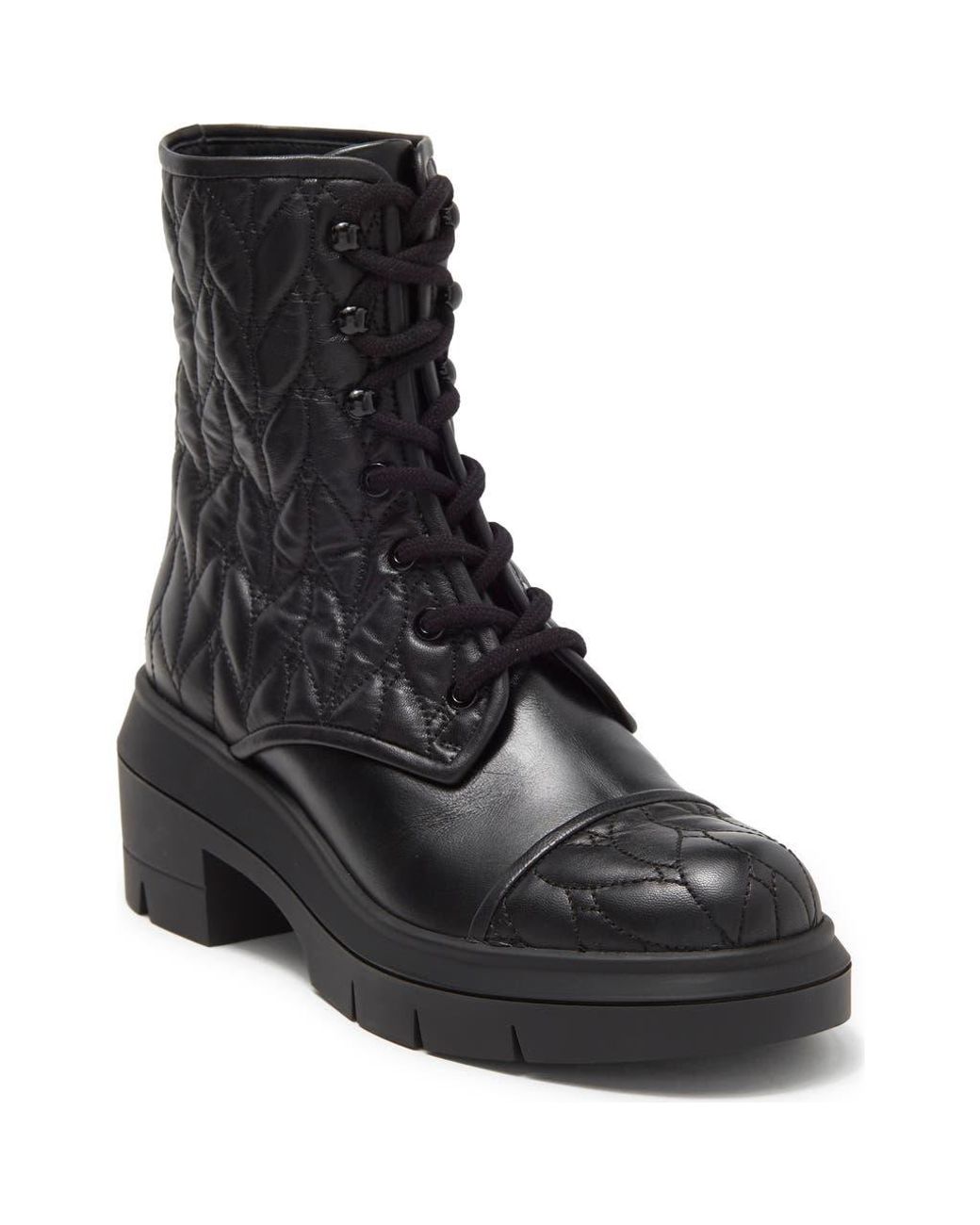 Stuart Weitzman Nisha Quilted Leather Boot in Black | Lyst