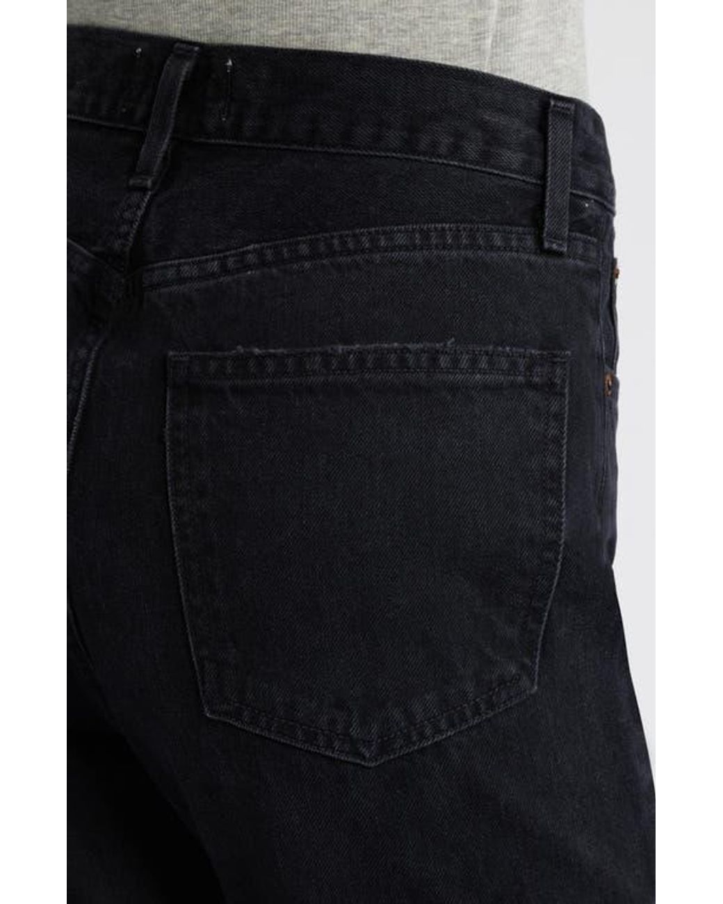 Agolde '90S Pinch Waist Ripped High Waist Straight Leg Jeans in Black ...