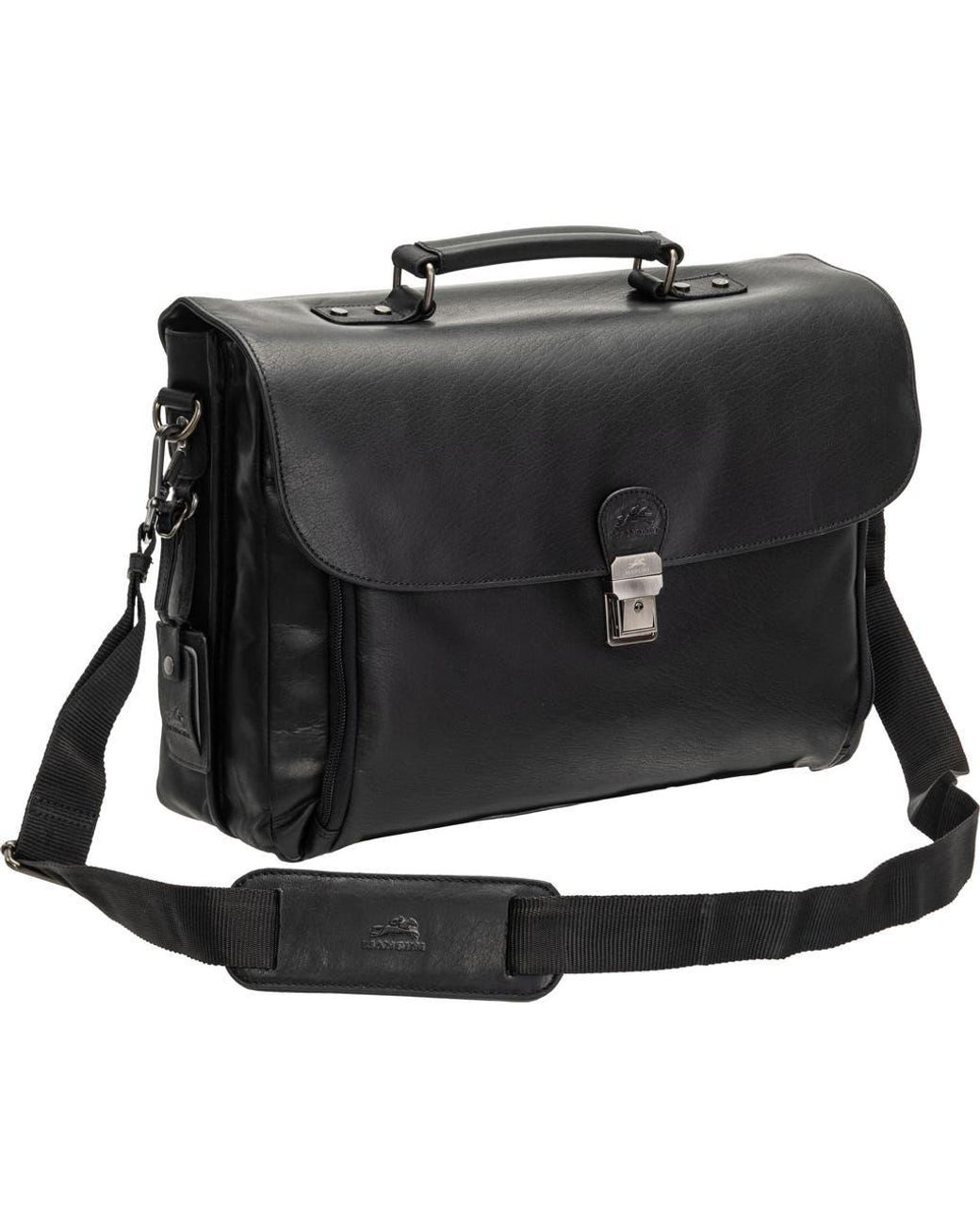 Mancini Double Compartment Flap Leather Briefcase in Black for Men | Lyst